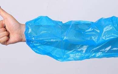 Chine Vente en gros de poliéthylène à main jetable Couverture de bras jetable en plastique bleu de 18 pouces pour cuisiner et tatouer à vendre
