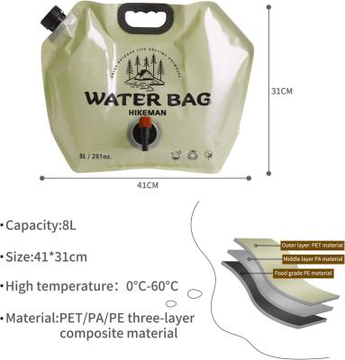 Chine Porteur de stockage d'eau pliable - récipient portable de 1,9 gallon avec éternuement, sac d'eau de camping pour la randonnée en plein air à vendre