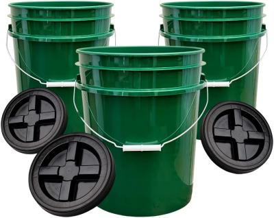 China 7 Gallon Black Food Grade Buckets + Gamma Seal Lids, BPA Free Container Storage, Durable HDPE Pails for sale