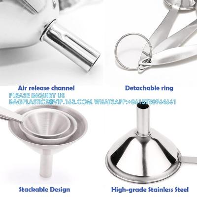 Chine Funnels For Filling Bottles, 3 Pcs Stainless Steel Kitchen Funnel Set With Long Handle, Food Grade Mini Metal Funnel à vendre