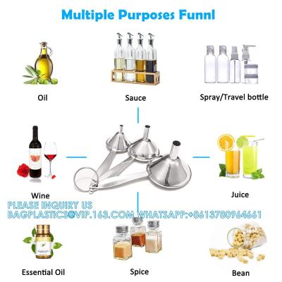 Chine Funnels For Filling Bottles, 3 Pcs Stainless Steel Kitchen Funnel Set With Long Handle, Food Grade Mini Metal Funnel à vendre