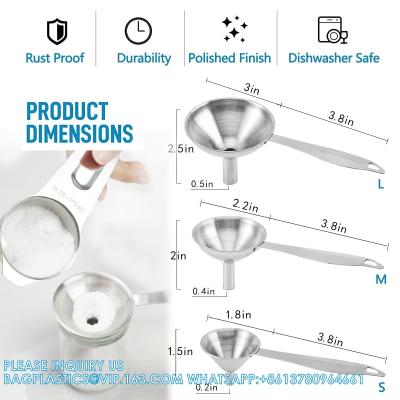 Chine Funnels For Filling Bottles, 3 Pcs Stainless Steel Kitchen Funnel Set With Long Handle, Food Grade Mini Metal Funnel à vendre
