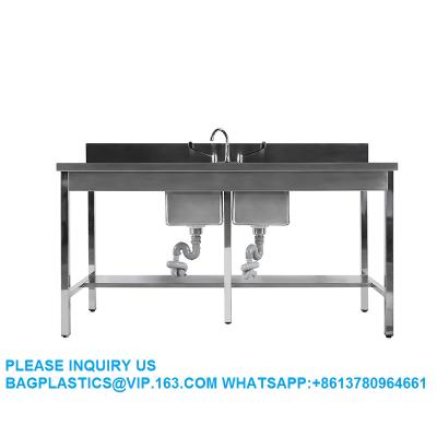 China Lab Furniture Supplies Factory Customized Laboratory Steel Double Sink With Two Door Cabinets for sale