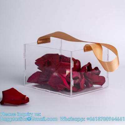 Chine Clear Flower Girl Basket For Wedding - Acrylic Wedding Basket Decoration, Customized Name,Handle With Silk Ribbon à vendre