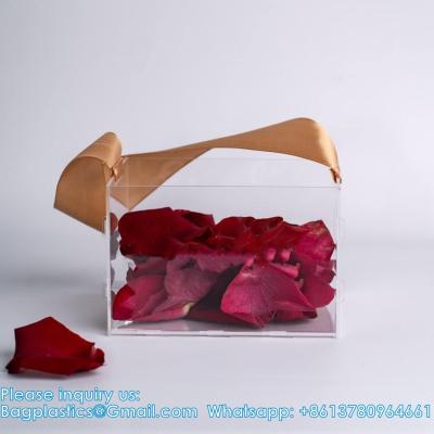 Chine Clear Flower Girl Basket For Wedding - Acrylic Wedding Basket Decoration, Customized Name,Handle With Silk Ribbon à vendre