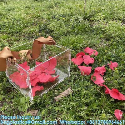 Chine Clear Flower Girl Basket For Wedding - Acrylic Wedding Basket Decoration, Customized Name,Handle With Silk Ribbon à vendre