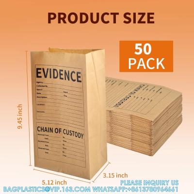 Chine Pack sacs de preuve de police en papier 9,45 * 5 * 3 pouces scène de crime sac de preuve en papier pour les reçus à vendre