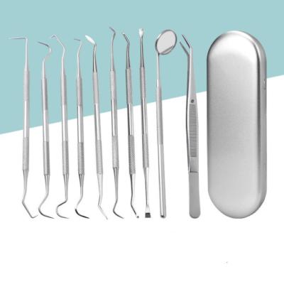 Cina SJ Dental Instruments Stainless Steel Teeth Cleaner Kit Dentist Scaler Hygiene Set 10pcs Oral Care Dental Hygiene Instruments in vendita