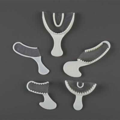 Cina SJ Medical Grade Plastic Dental Disposable Consumable Bite Implant Impression Tray with Mesh Nylon Net in vendita