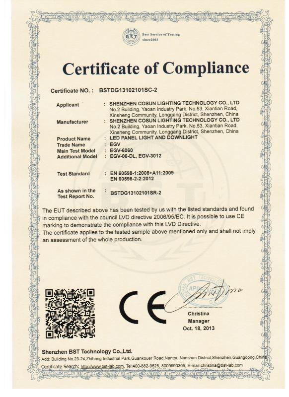 CE-LVD - Shenzhen COSUN Lighting Technology Co., Ltd