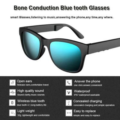 Cina 2018 New Fashion bluetooth sunglasses wireless headphones bone conduction glasses in vendita
