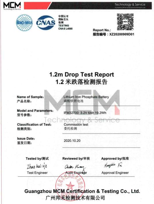 1.2m drop test report - Guang Zhou Sunland New Energy Technology Co., Ltd.