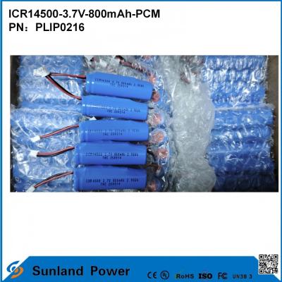 중국 ICR14500-3.7V-800mAh-PCM 배터리 LED 조명, 디지털 제품, 스마트 홈 기기, 무선 마우스, 전동 칫솔, 면도기에 적용 판매용