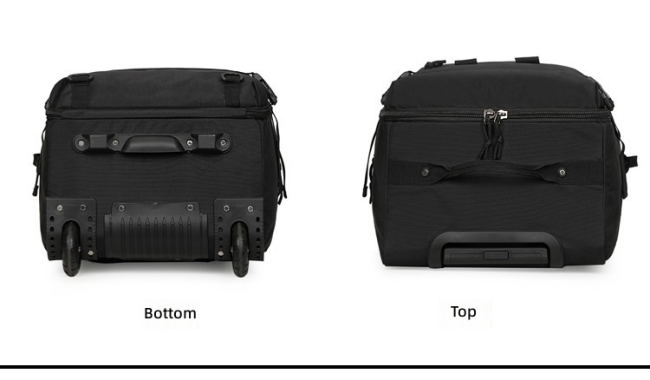 Top and bottom views of the rolling base