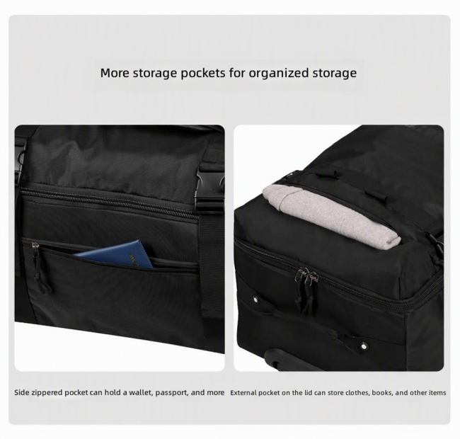 Exterior zip pockets for travel organization