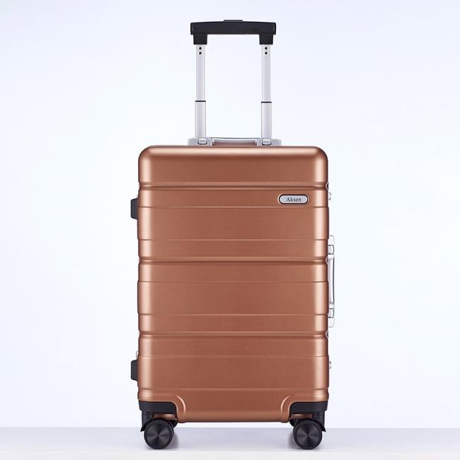 Copper-tone PC hard-shell suitcase