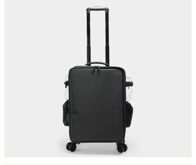 Upright Oxford cloth rolling makeup case with telescopic handle