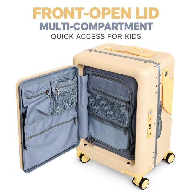 Front-opening suitcase with divided compartments