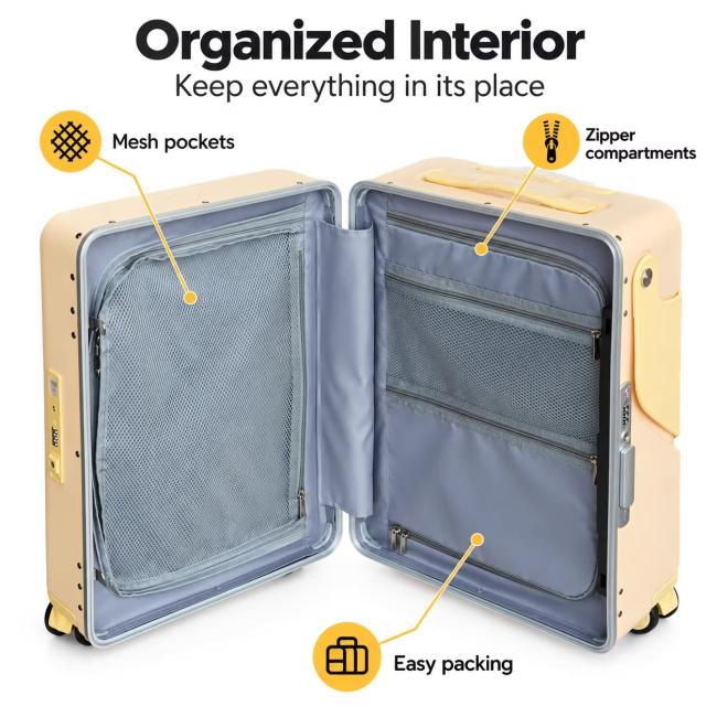 Interior mesh dividers and zipper pockets