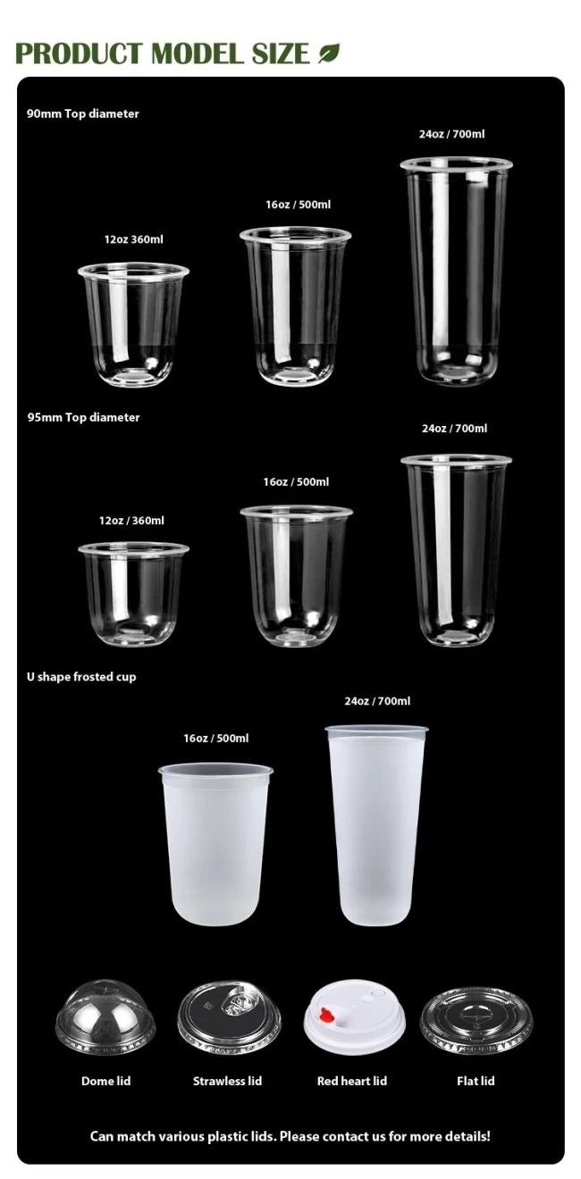 Custom Logo High Transparent Material PP Disposable Cold and Hot Drinking Plastic Cups with Lids