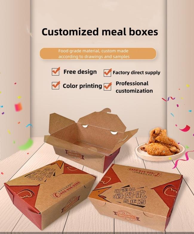 Pasta Packaging Box Kraft Food Grade Paper Lunch Box Takeaway Fast Food Packaging Box