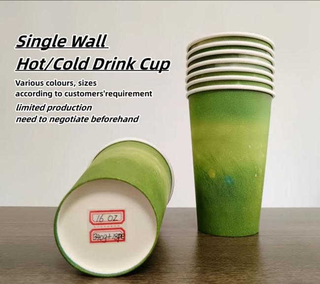 Factory Price Environmentally Single Wall Paper Cups with Lid