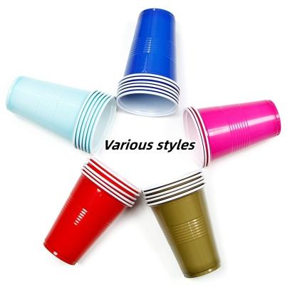 중국 16oz 레드 블루 바루스 컬러 PP 일회용 플라스틱 컵 OEM 및 플렉서그래픽 인쇄 판매용
