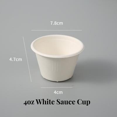 중국 4oz 사탕수수 바가세 콤포스타블 소스 컵 플렉서그래픽 인쇄 및 지속 가능한 뚜?? 판매용