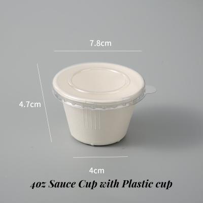 중국 4oz 사탕수수 바가세 콤포스타블 소스 컵 플렉서그래픽 인쇄 및 지속 가능한 뚜?? 판매용