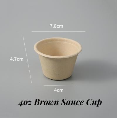 중국 4oz 사탕수수 바가세 콤포스타블 소스 컵 플렉서그래픽 인쇄 및 지속 가능한 뚜?? 판매용