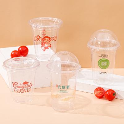 중국 10oz / 14oz / 16oz / 20oz / 24oz / 40oz 핫 컵 일회용 분해 가능한 애완 동물 플라스틱 음료 판매용