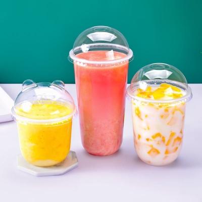 중국 32oz 16oz 뚜?? 이 있는 거품 차 컵 사용자 지정 일회용 PP 맑은 플라스틱 음료컵 판매용