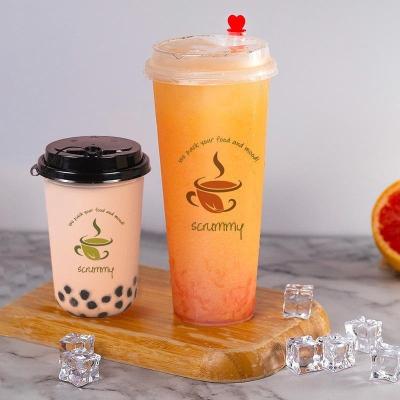 중국 32oz 16oz 뚜?? 이 있는 거품 차 컵 사용자 지정 일회용 PP 맑은 플라스틱 음료컵 판매용
