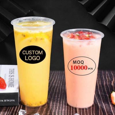 중국 32oz 16oz 뚜?? 이 있는 거품 차 컵 사용자 지정 일회용 PP 맑은 플라스틱 음료컵 판매용