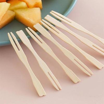 중국 환경 친화적 일회용 대나무 식기 9cm 포크 과일 샐러드 맞춤형 및 내구성 판매용