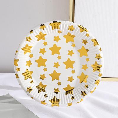 Chine Stampage à chaud en or Joyeux anniversaire Set de vaisselle jetable personnalisable et coloré à vendre