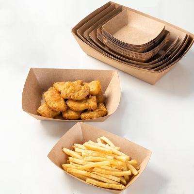 편리한 반환 환불 한 번 사용 할 Kraft 종이 프렌치 프라이의 패스트 푸드 트레이
