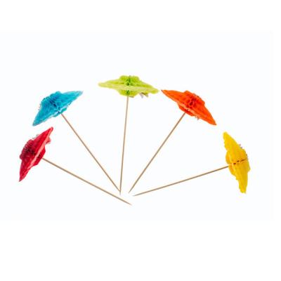 Chine Parapluie jetable de cocktail Bambou/bois cure-dents Toppers de gâteaux avec logo personnalisé à vendre