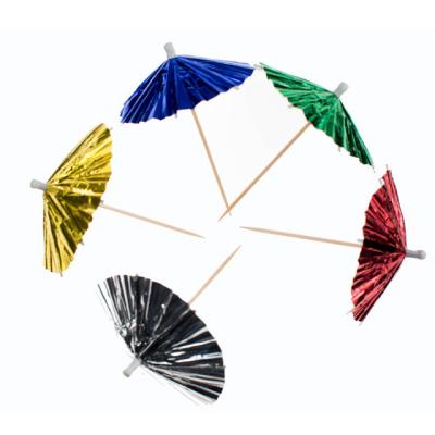 Chine Parapluie jetable de cocktail Bambou/bois cure-dents Toppers de gâteaux avec logo personnalisé à vendre