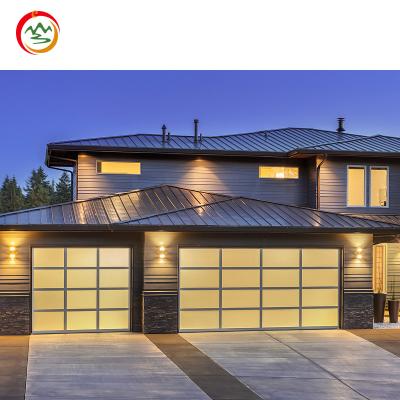 China Modern Frosted Glass Automatic Garage Door Factory Customized Black Aluminum Alloy Anti-Theft Feature for Home Villa Use for sale