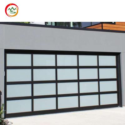 China Modern 9x8 16x7 Aluminum Sectional Overhead Garage Door Tempered Glass Plexiglass Mirror Automatic Folding 9x8 16x7 Motor for sale