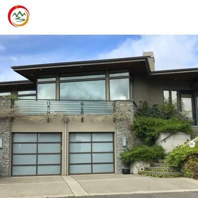 China Modern 8x7 Clear Frosted Glass Garage Door Automatic Sliding Sectional Folding Screen Steel Rolling Motor Accessory Home Use for sale