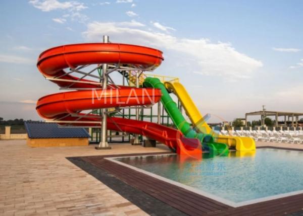 Quality Colorful Design Water Pool Slide Combined Fiberglass With 8-10mm Thickness for sale