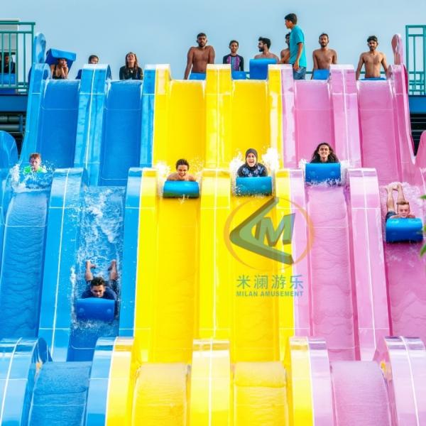 Quality Public Use Water Rainbow Slide Commercail Multi Lines Anti Ultraviolet for sale