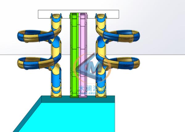 Quality Symmertical Pattern Swimming Pool Slide Aqua Park Slides Durable For Children for sale
