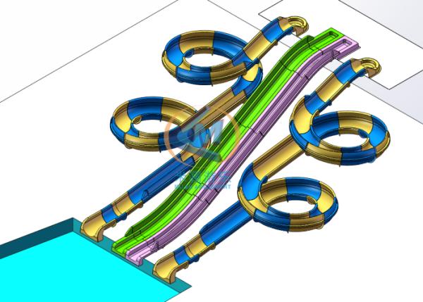 Quality Symmertical Pattern Swimming Pool Slide Aqua Park Slides Durable For Children for sale