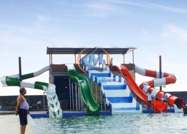 Quality FRP Spiral Water Pool Slide Durable Spiral Body Water Slide For Adults for sale