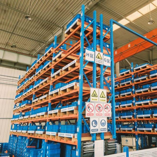 Warehouse pallet rack loaded with heavy items