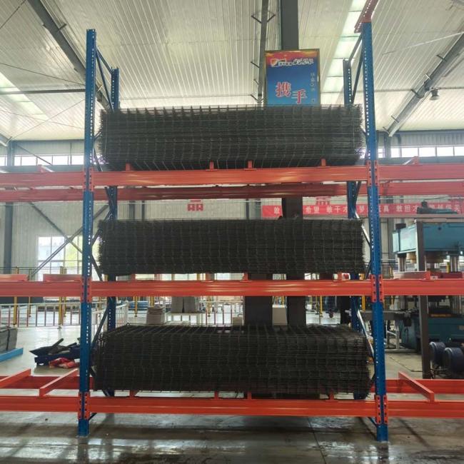 Warehouse storage rack loaded with products