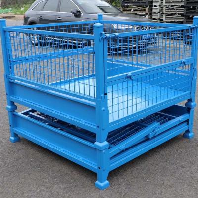China Foldable Industrial Grid Metal Pallet Box Strong Structure Storage Box for sale
